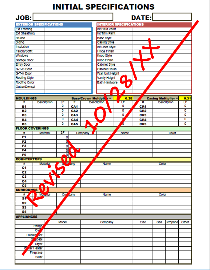 Initial Specifications